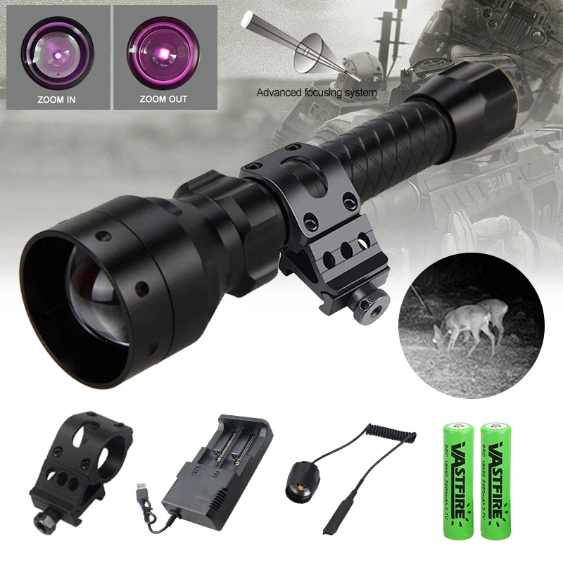 Zoomable-Infrared-Light-Hunting-Torch-Adjustable-IR-Flashlight-Black ...