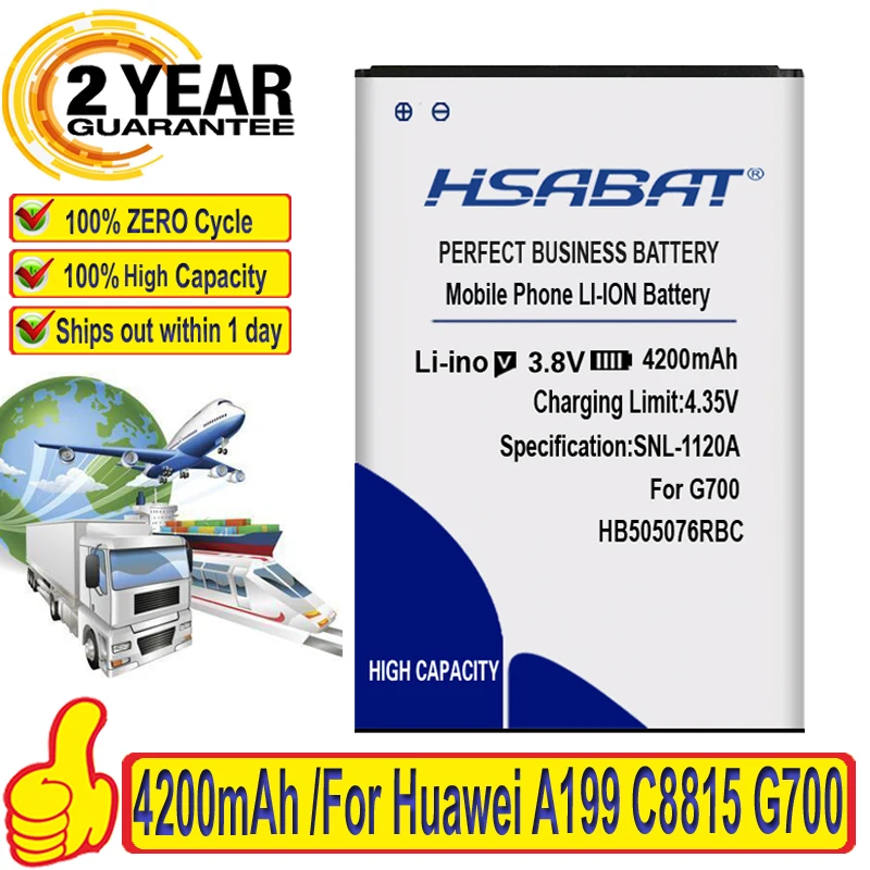 HSABAT 4200mAh HB505076RBC แบตเตอรี่ใช้สำหรับ Huawei A199 C8815 G606 ...