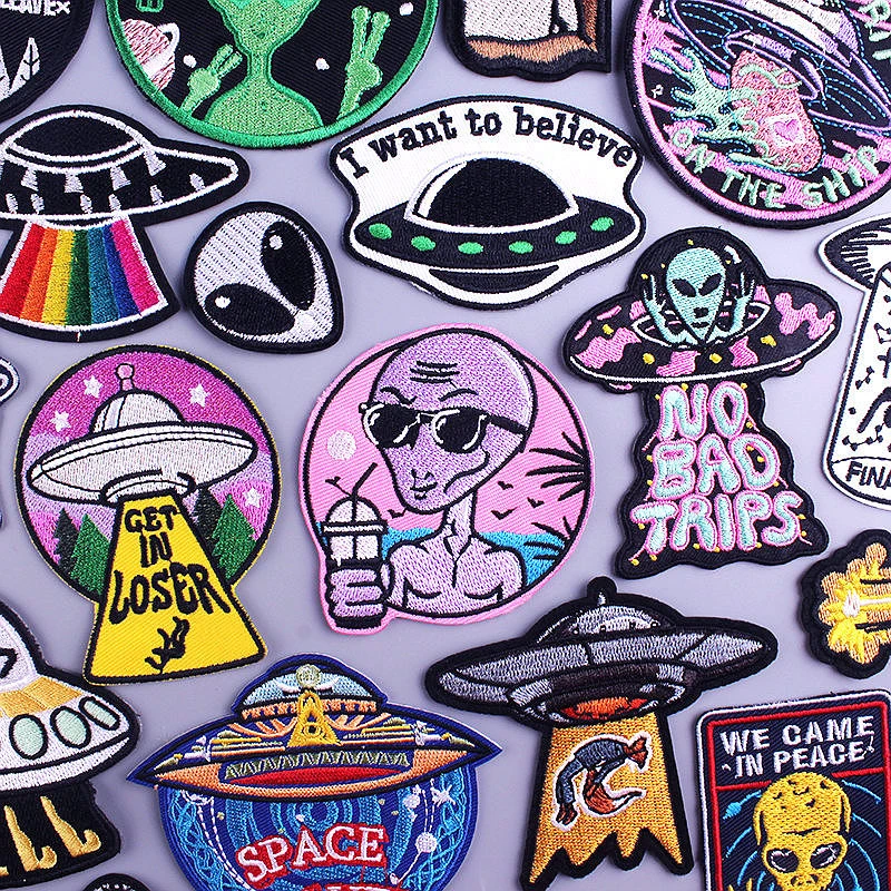 Space Ufo Sickers Aliens Patch Embroidered Patches For Clothing Parches ...