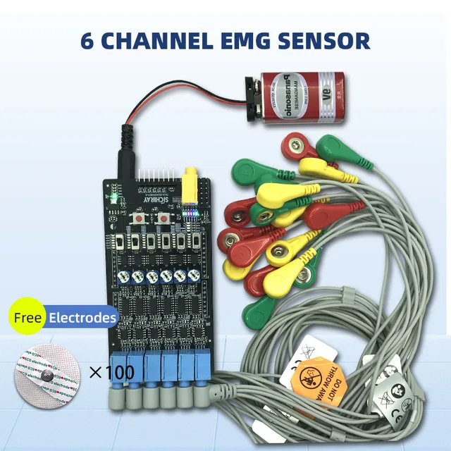 6-Channel EMG Muscle Sensor Module Serial Port Communication Secondary ...