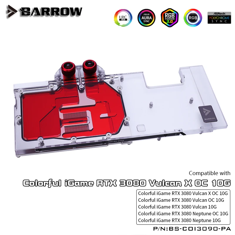 Barrow 3080 GPU Water Block for Colorful iGame RTX 3080 Vulan X OC ...