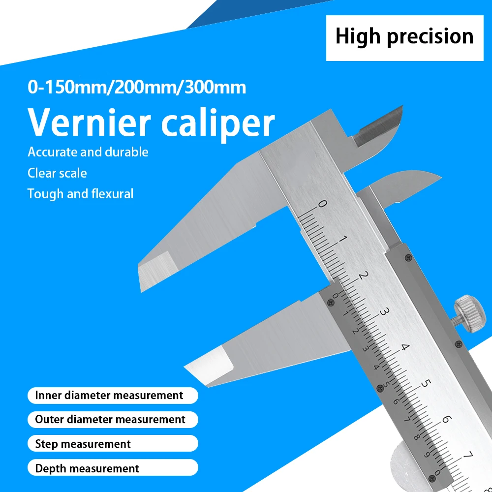 Vernier Caliper 0 150mm/200mm/300mm High Carbon Steel Metal Calipers ...