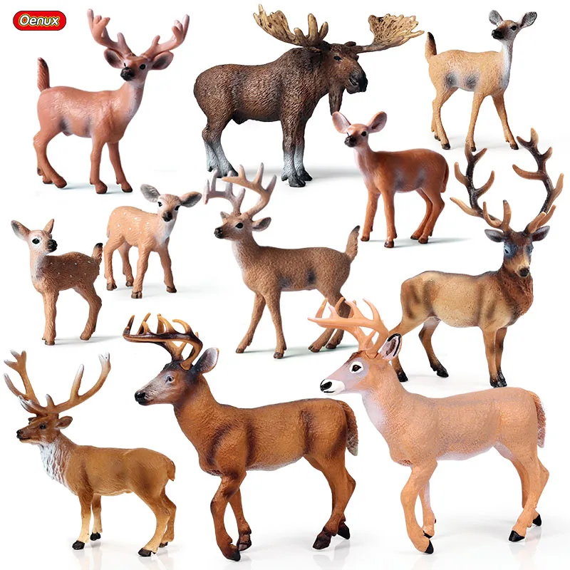Oenux Wild Animals Europe Elk Moose Wapiti Figures White Tailed Deer ...