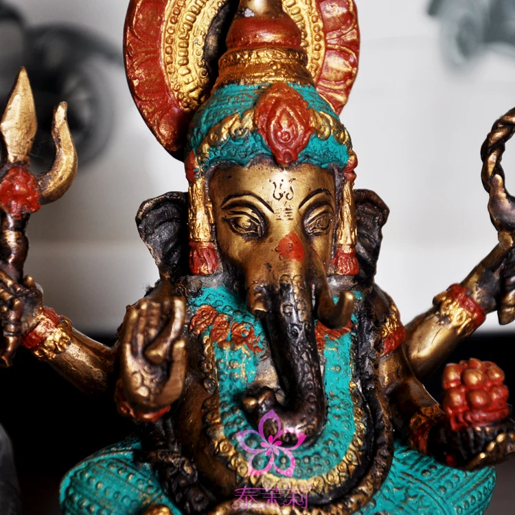 Tibetan God With Elephant Trunk And Sword Gift Figure