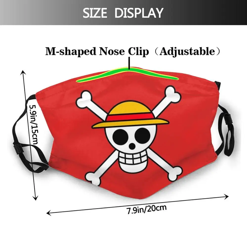 Straw Hat Pirates Jolly Roger Face Mask With Filter One Piece Anime ...