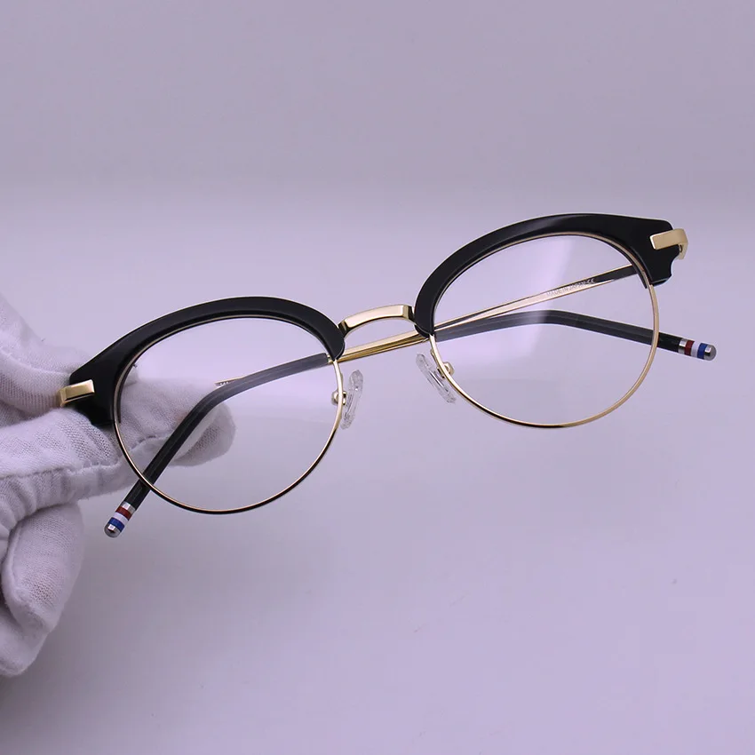 New-Half-Rim-Retro-Round-Acetate-Reading-Glasses-Frame-For-Men-Women ...