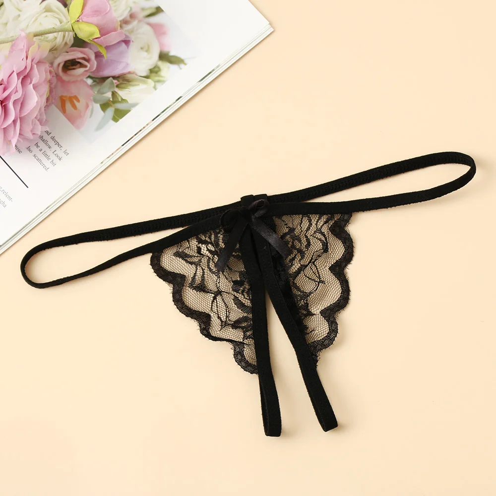 Sexy Erotic Crotchless Panties G-string Thong Women Transparent Lace ...