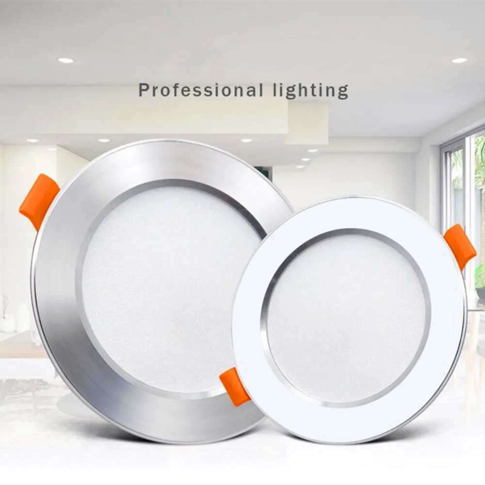 Ultra Thin Downlight Aluminum Recessed Led Downlight Silver White-Silver 3W 5W 7W 9W AC220V Led ...