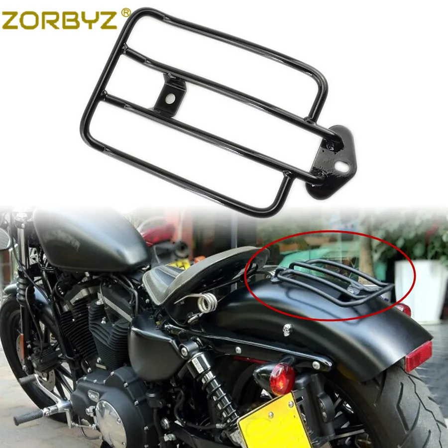 ZORBYZ Motorcycle Black Metal Luggage Carrier Rack Solo Seat For Harley ...