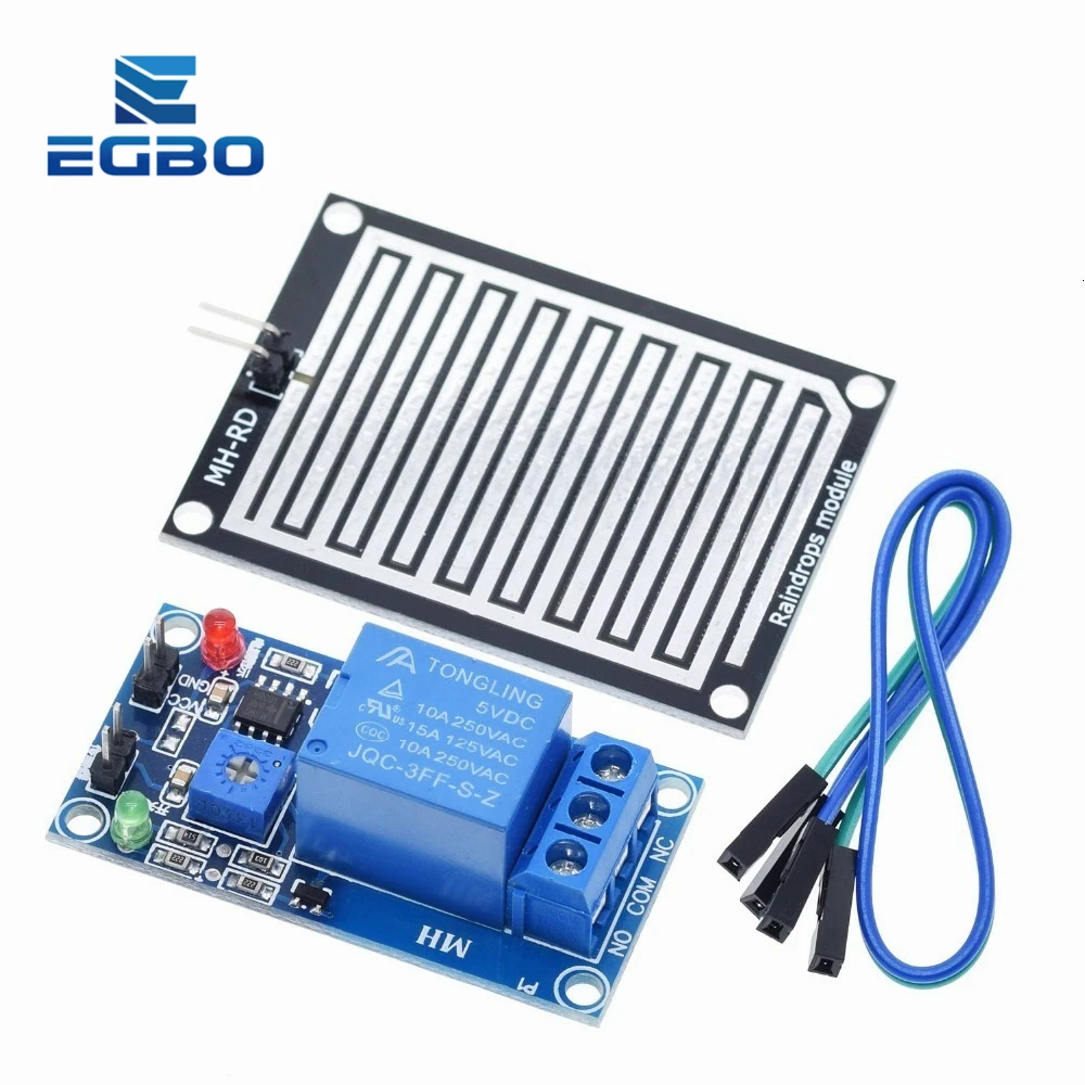 1PCS EGBO módulo sensor de água da Chuva + DC 5V 12 Módulo de Controle de Relé Sensor de Chuva ...