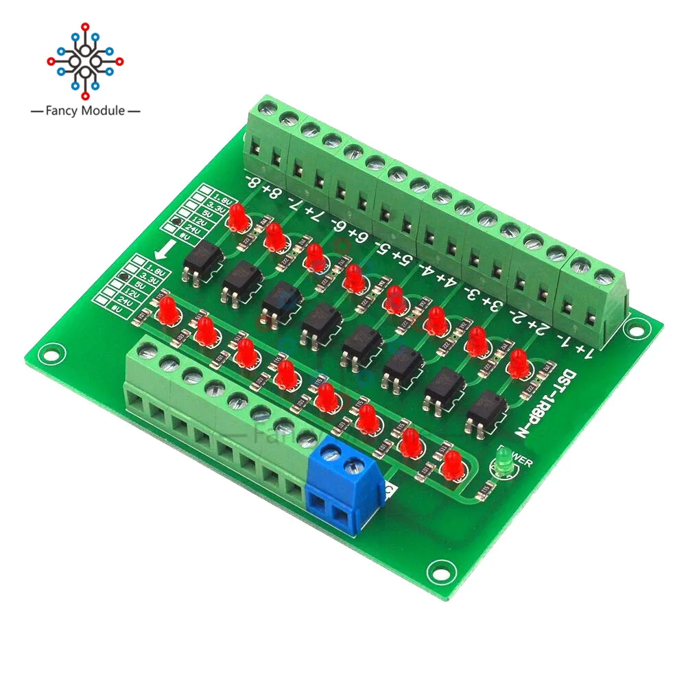 diymore DST-1R8P-N 8 Channel Optocoupler 24V to 5V Isolation Module PLC ...