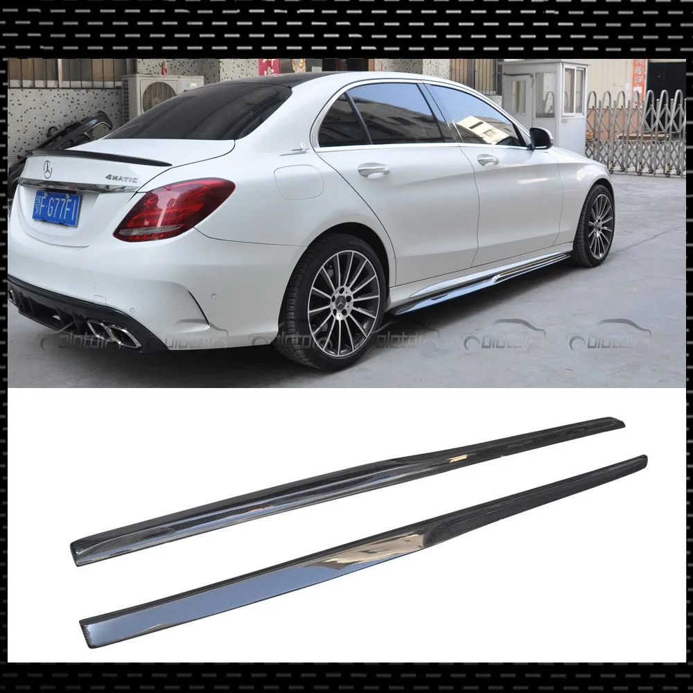 Carbon Fiber Side Skirt Extension Lip Underboard Aprons For Mercedes ...