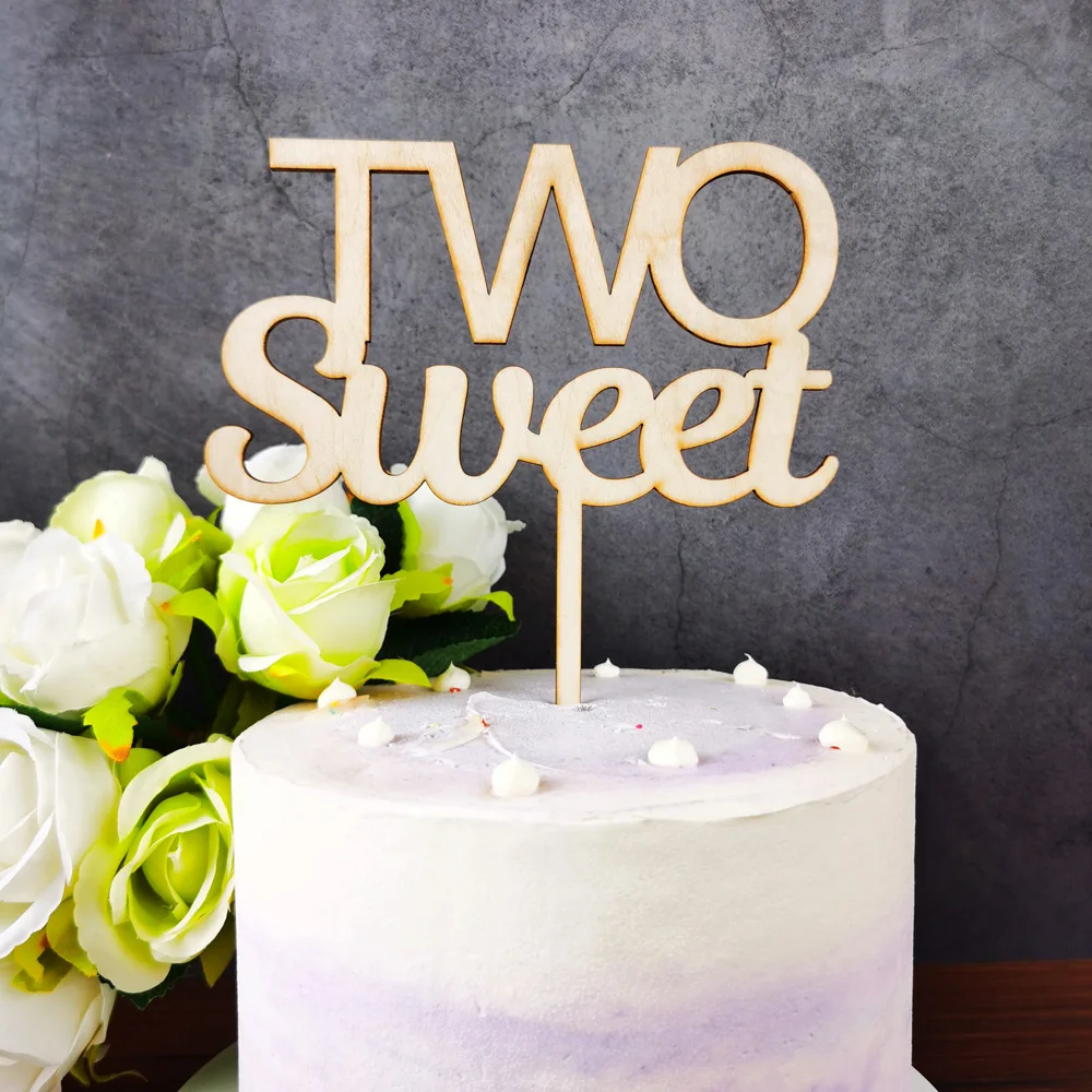 Topper de madera de dos dulces fiestas de cumpleaños, Topper de pastel ...