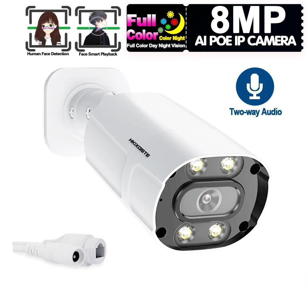 Full Color Night Vision Security Camera 4k Outdoor Two Way Audio Poe ...