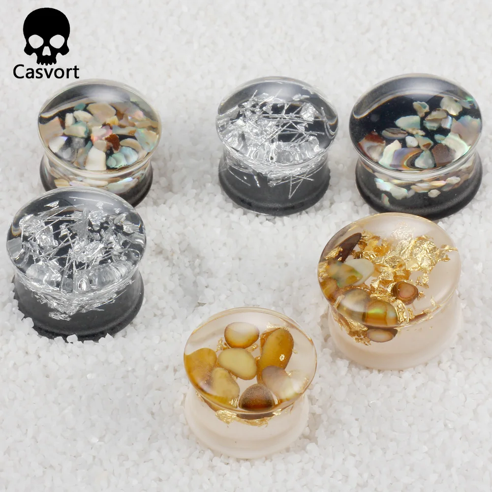 Casvort 2pcs Latest Popular Acrylic Metal Design Ear Plugs Tunnels Body ...