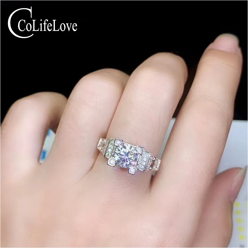 CoLife Jewelry Eiffel Tower Ring 1ct Moissanite Ring for Engagement 925 ...