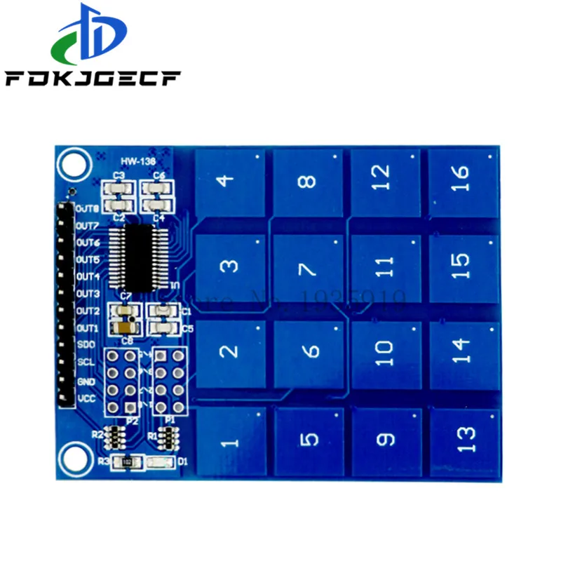 Módulo de Sensor táctil de interruptor capacitivo Digital de 16 canales ...