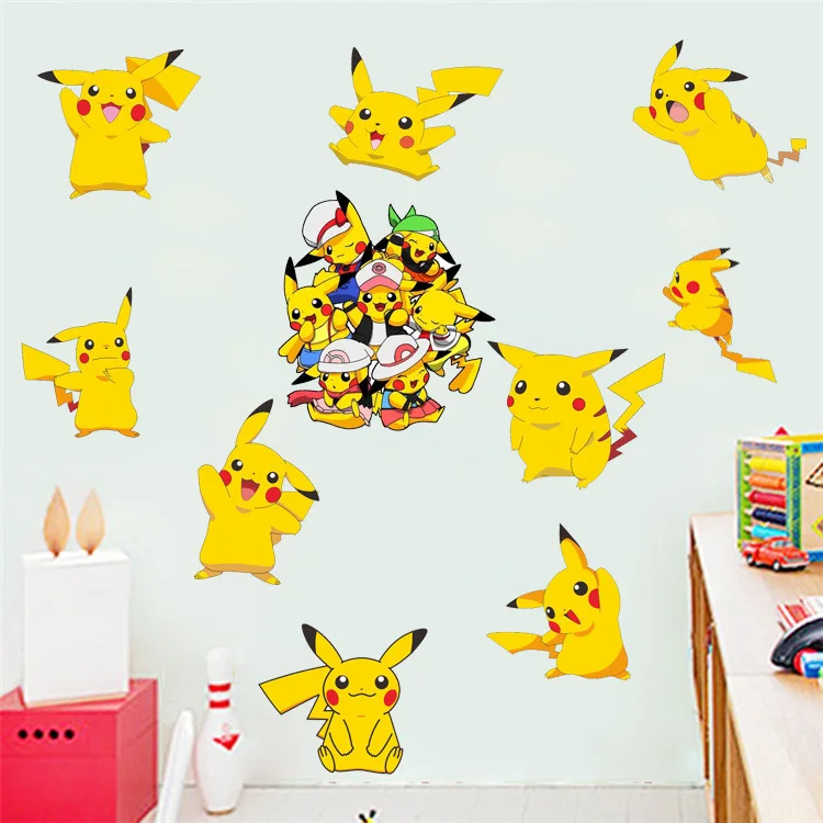 Pikachu Cartoon Room Decoration Wall Sticker - KawaiiMerch.com