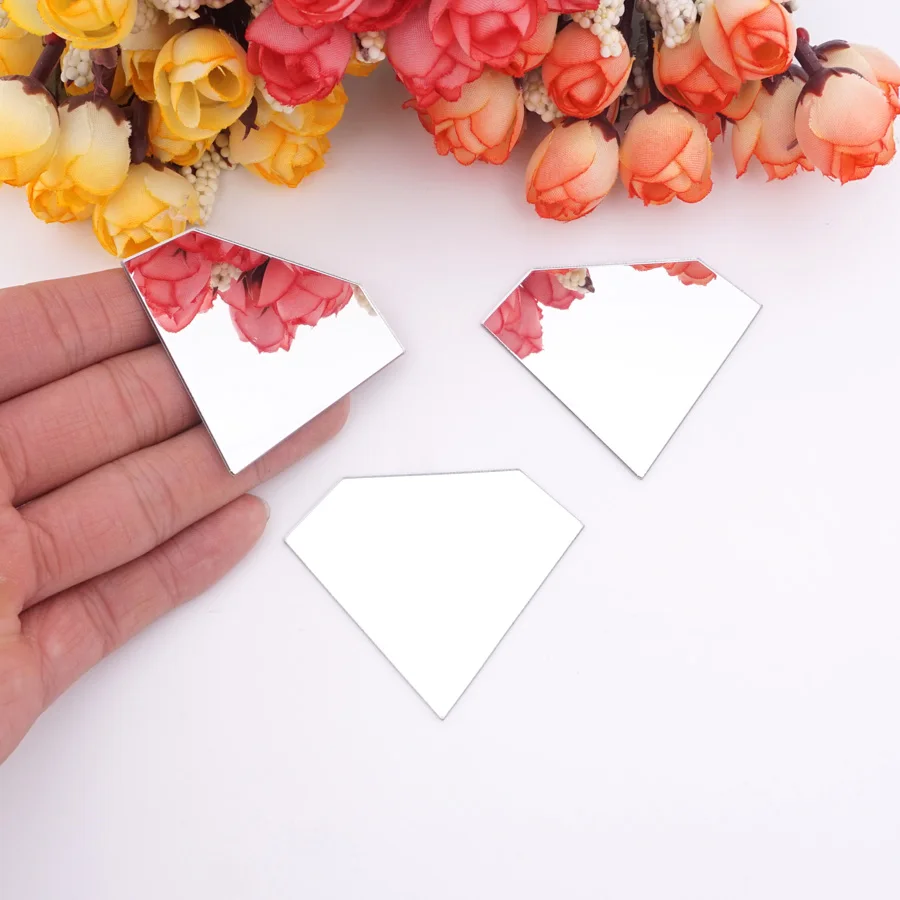 50 Pieces/Lot DIY Diamond Shape Stickers Wedding Decor Acrylic Mirror ...