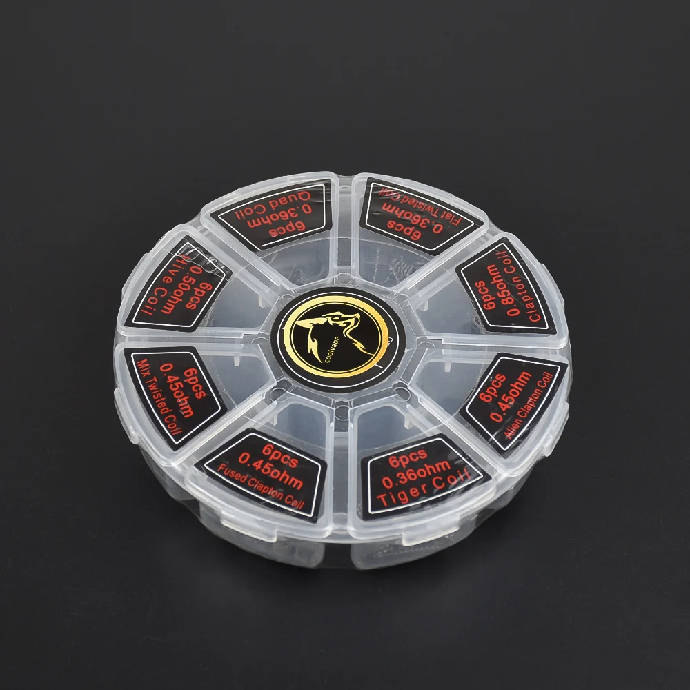 48pcs-box-NI80-Prebuilt-Coil-Kit-8-in-1-Alien-Fused-Tiger-Clapton-Coil ...