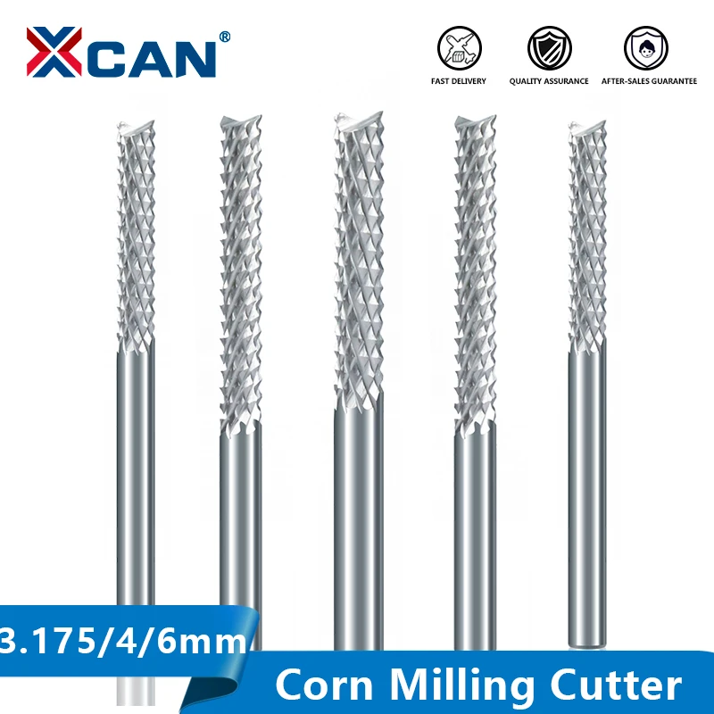 Xcan Milling Cutter 3.175/4/6mm Shank Corn End Mill Cnc Router Bit Pcb ...