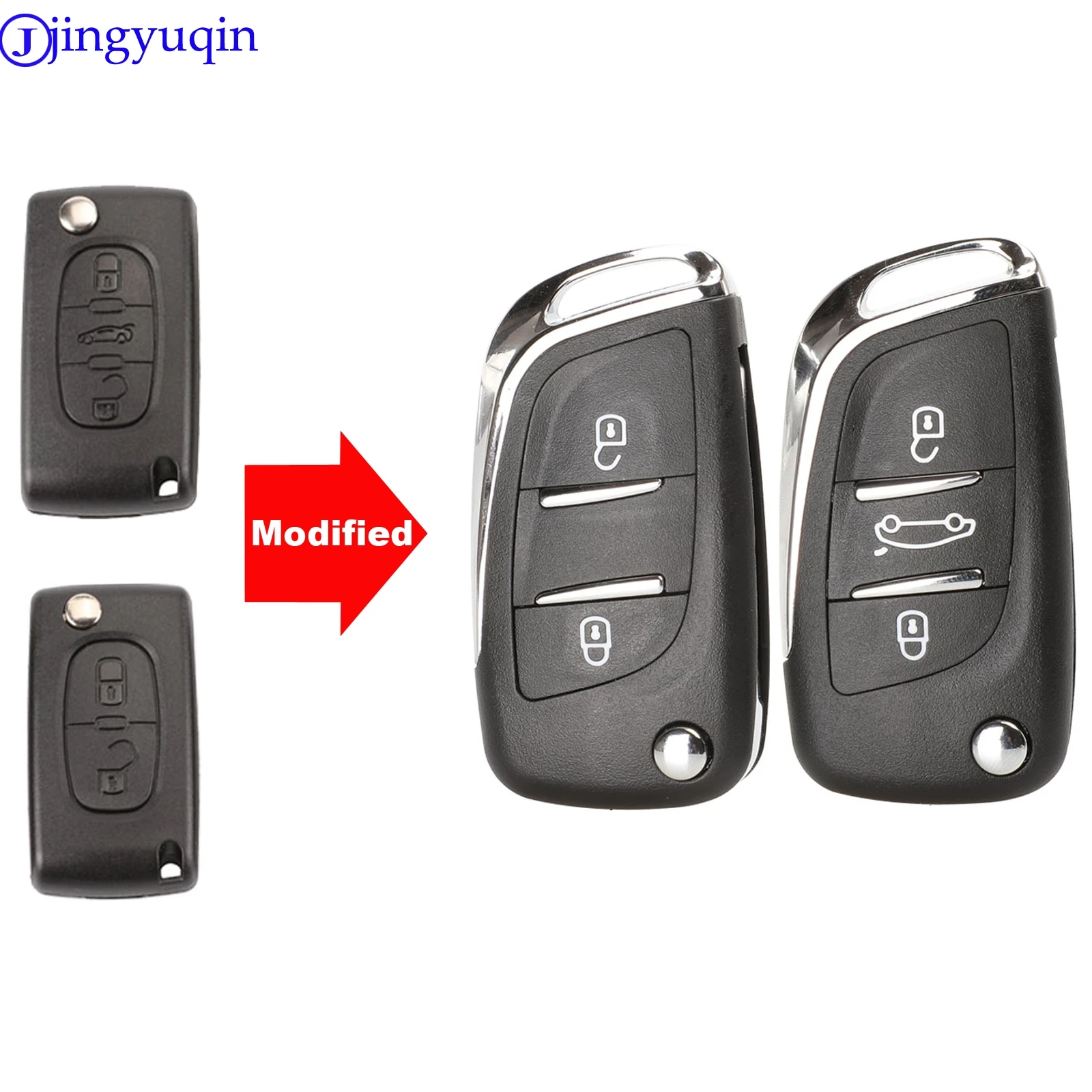 Jingyuqin Ce0523 Modified Key Shell For Peugeot 306 407 807 Partner For ...