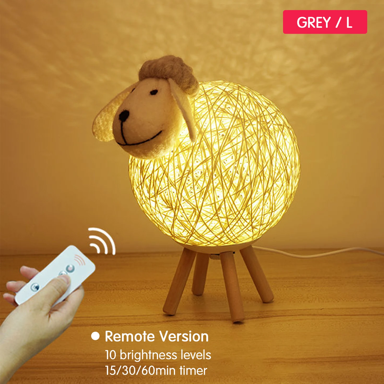 Dimming LEDs Night Light for Kids Cute Sheep Remote Controller Yarn ...