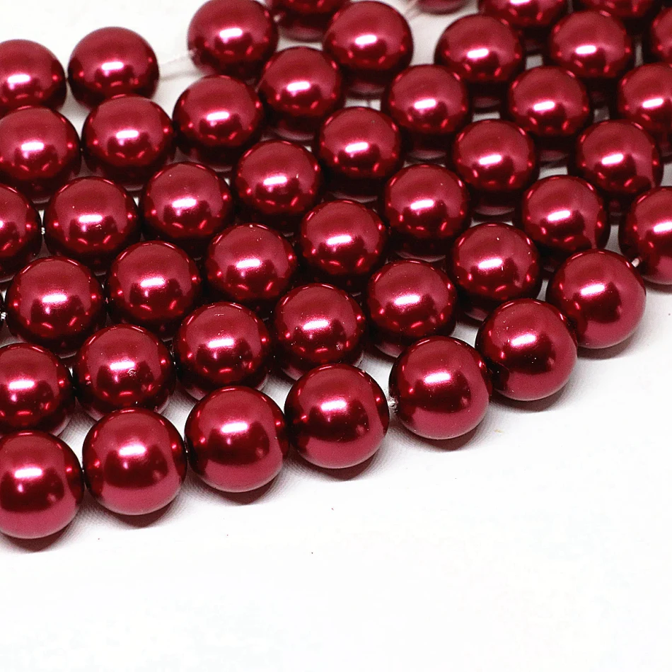 Top-quality-4-6-8-10-12-14mm-dark-red-simulated-pearl-glass-round-loose ...