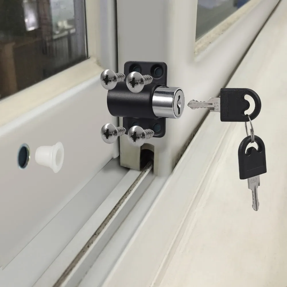 Verrous,Black--loquet de porte coulissante, 4 pièces, noir blanc argent ...
