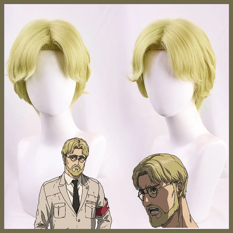 2020 The Final Season Zeke Jaeger Cosplay Wig Middle Part Short Yellow ...
