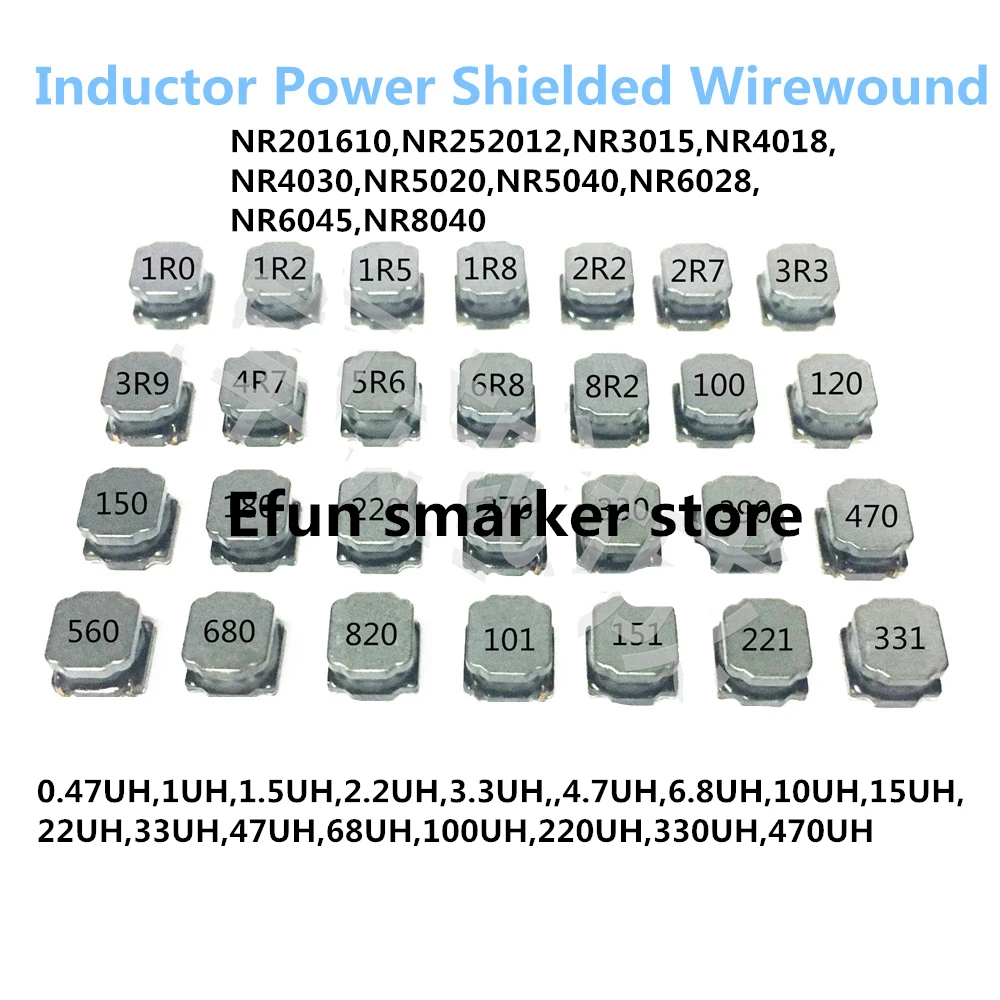 50pcs Smd Inductor Power Shielded Wirewound Nr201610,nr252012,nr3015,nr4018,nr4030,nr5020,nr5040 ...