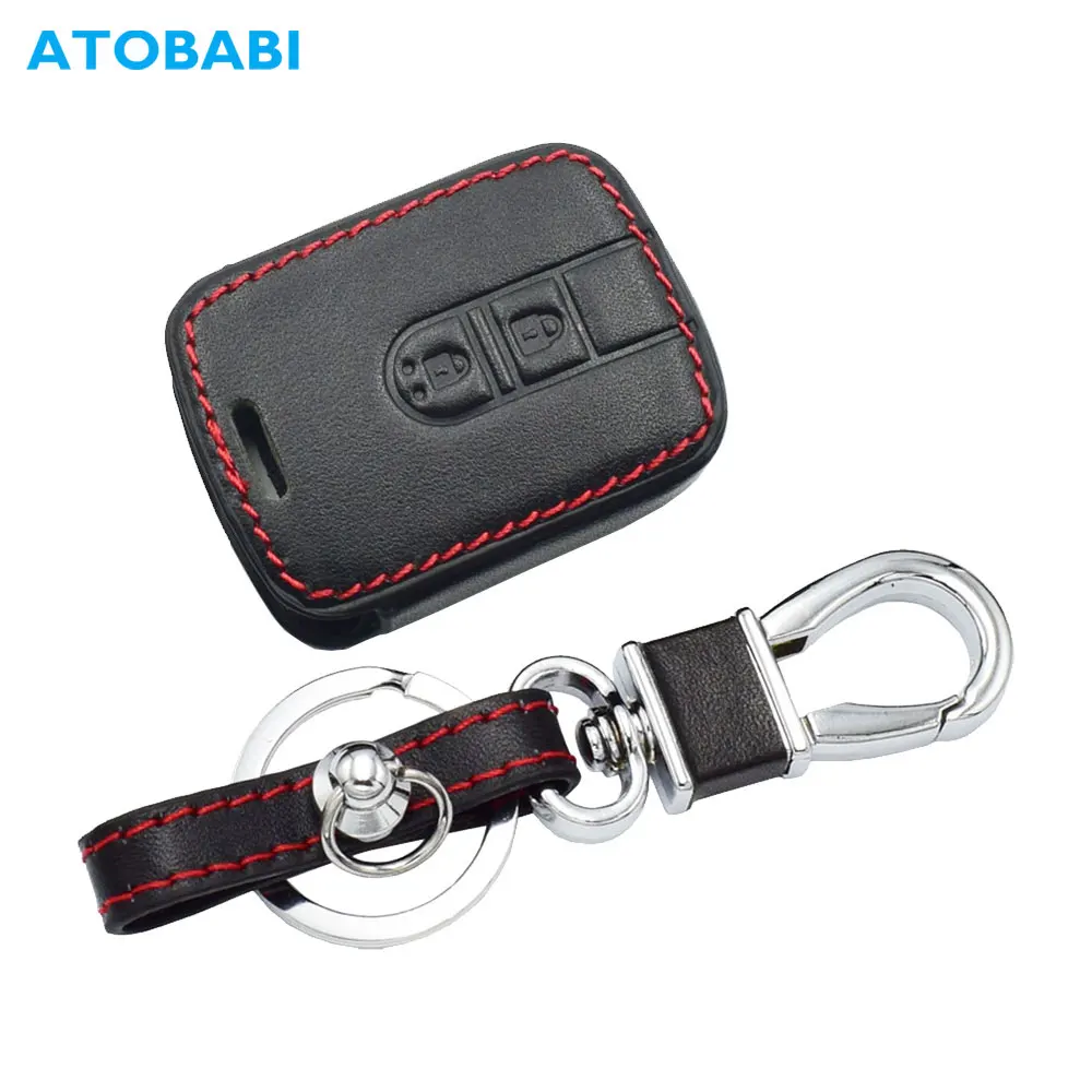 2 Buttons Leather Car Key Case For Nissan Pathfinder Qashqai Nissan ...