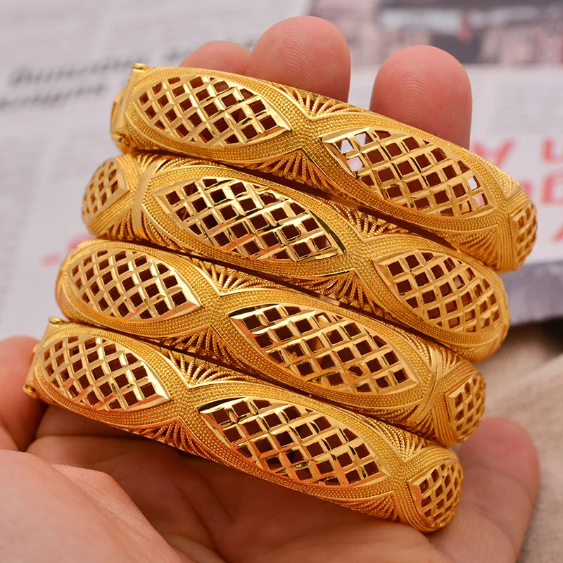 24k Ethnic (4pcs/lot) Nation Dubai African Gold Color Bride Bangles For ...