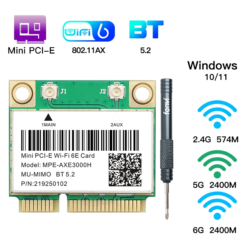 5374Mbps Wifi 6E AX210 Mini PCIE Wifi Card Tri Band Wireless Network ...