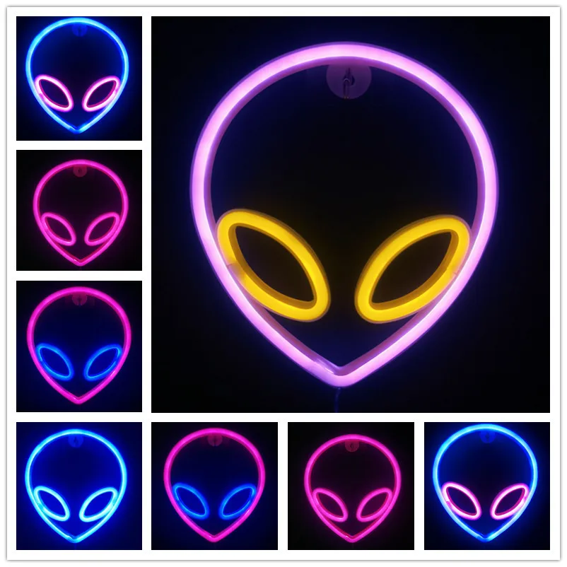 Alien LED Wall Art Night Light With Switch Alien Neon Light Hanging ...