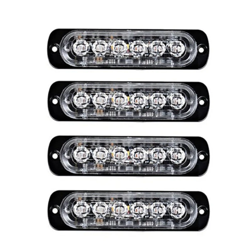4Pc 6-LED Light Flash Emergency Car Vehicle Warning Strobe Flashing ...