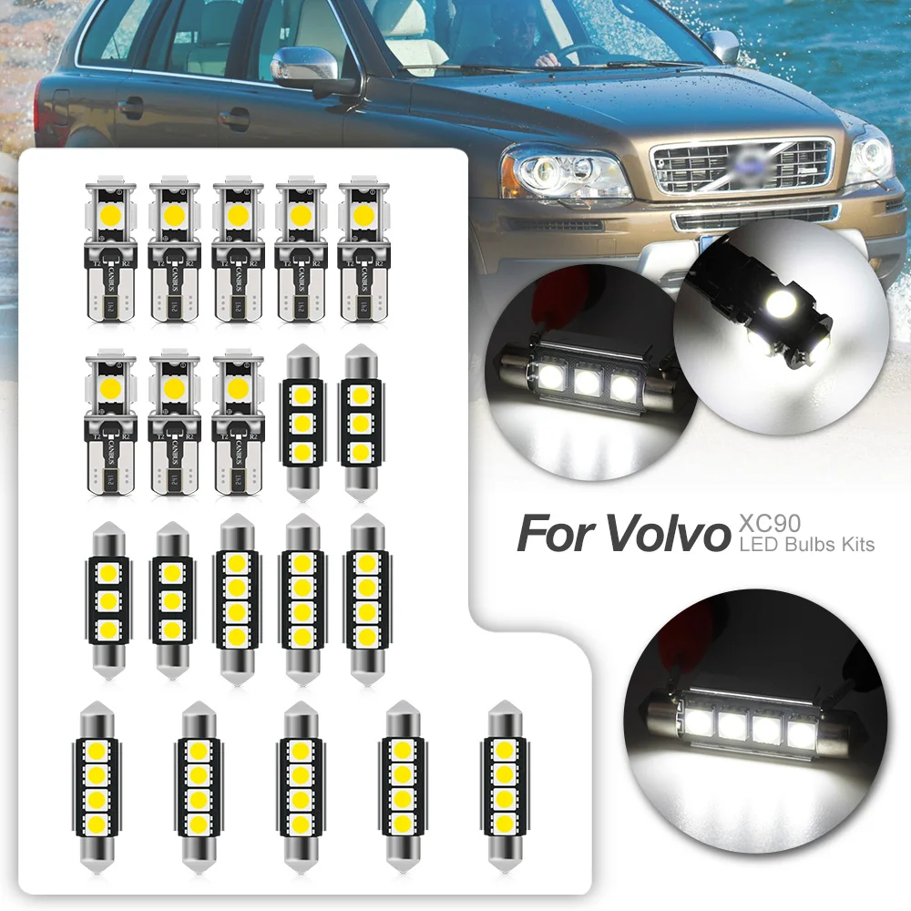 20pcs No Error White Canbus Led Light Car Bulbs For 2002-2011 Volvo ...