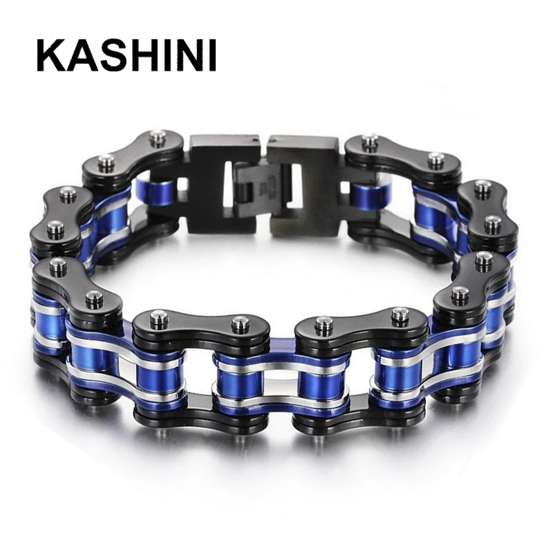Fashion Men's Chain Bracelets Bangles Blue Biker Bicycle Motorcycle ...