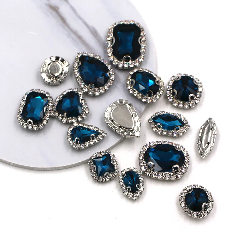 Free Shipping Peacockblue Mixed Shape Glass Strass Flatback Sew On ...