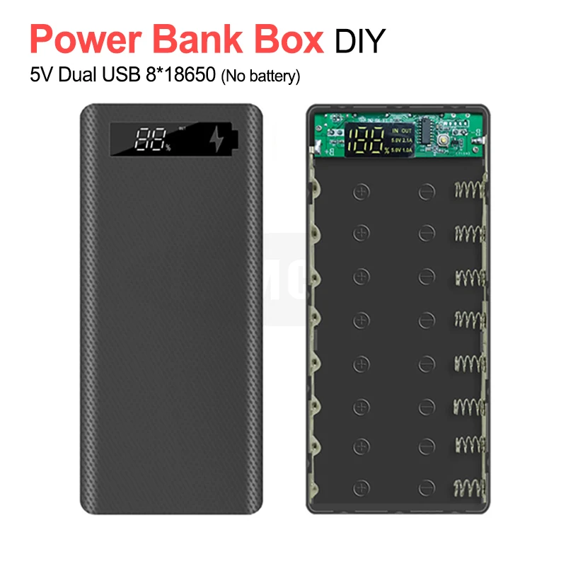 5V DUAL USB 8*18650 Power Bank แบตเตอรี่กล่องจอแสดงผลความจุ 18650 USB ...