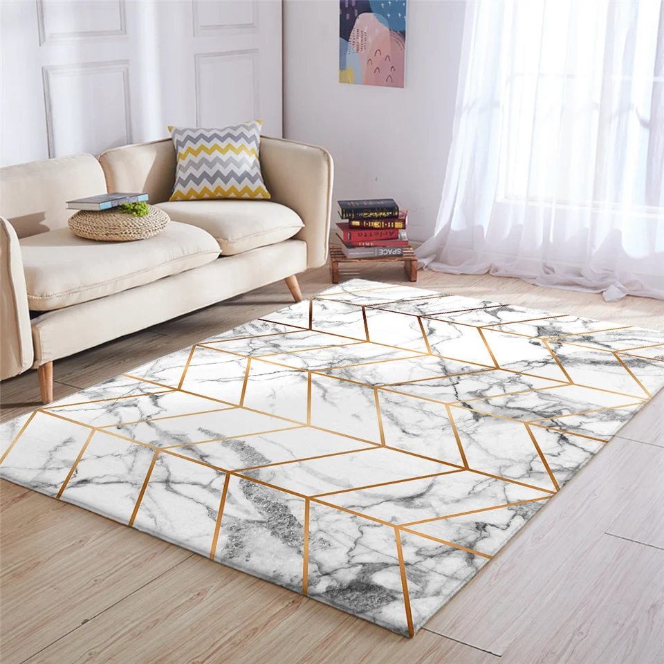 BlessLiving Geometric Carpets For Living Room Black and White Center ...