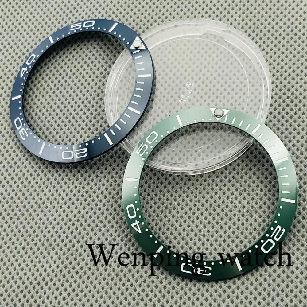 New 40mm high quality green/blue ceramic bezel Insert fit 43mm watch ...