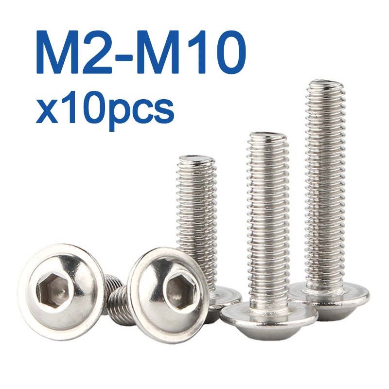 10pcs/lot M2 M2.5 M3 M4 M5 M6 M8 M10 A2-70 Stainless Steel Hexagon ...
