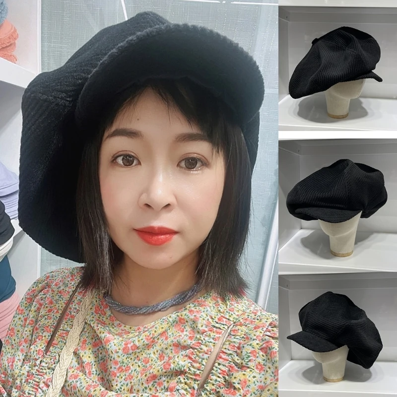 56 58cm Retro Corduroy Beret Vintage Artist Hat Beret Cool Handsome ...