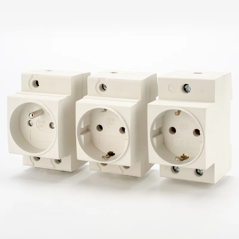 AC Socket European stardand German France type DIN Rail Mount AC Power ...