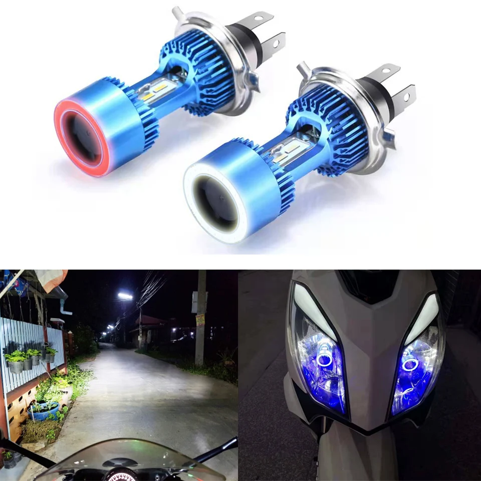 Hi-Low-Beam-H4-Motorcycle-Headlight-EMC-Blue-Red-Angle-Eye-Lamp-LED ...