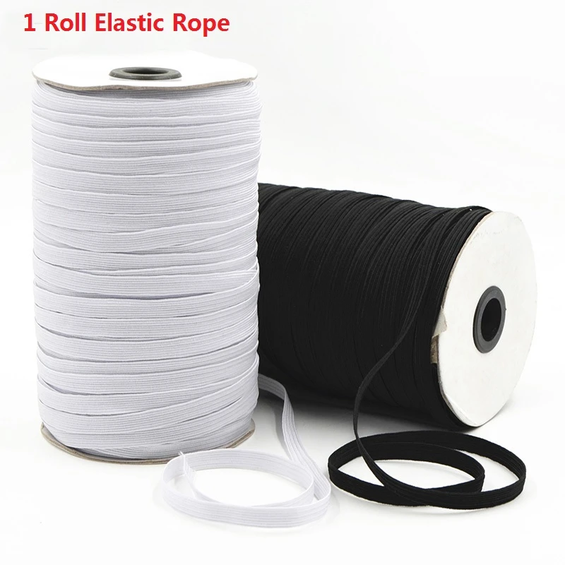1 Roll Elastic Band White Black Nylon Rubber Band Cord Braid Strong ...