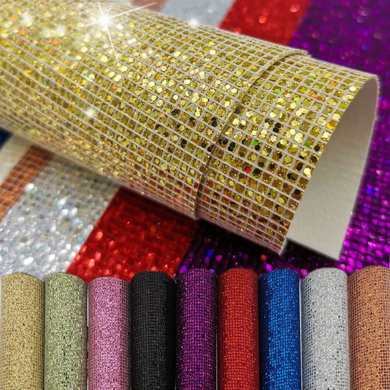 New Chunky Glitter Sheet Sequin Pu Faux Leather Fabric Diy Handmade ...