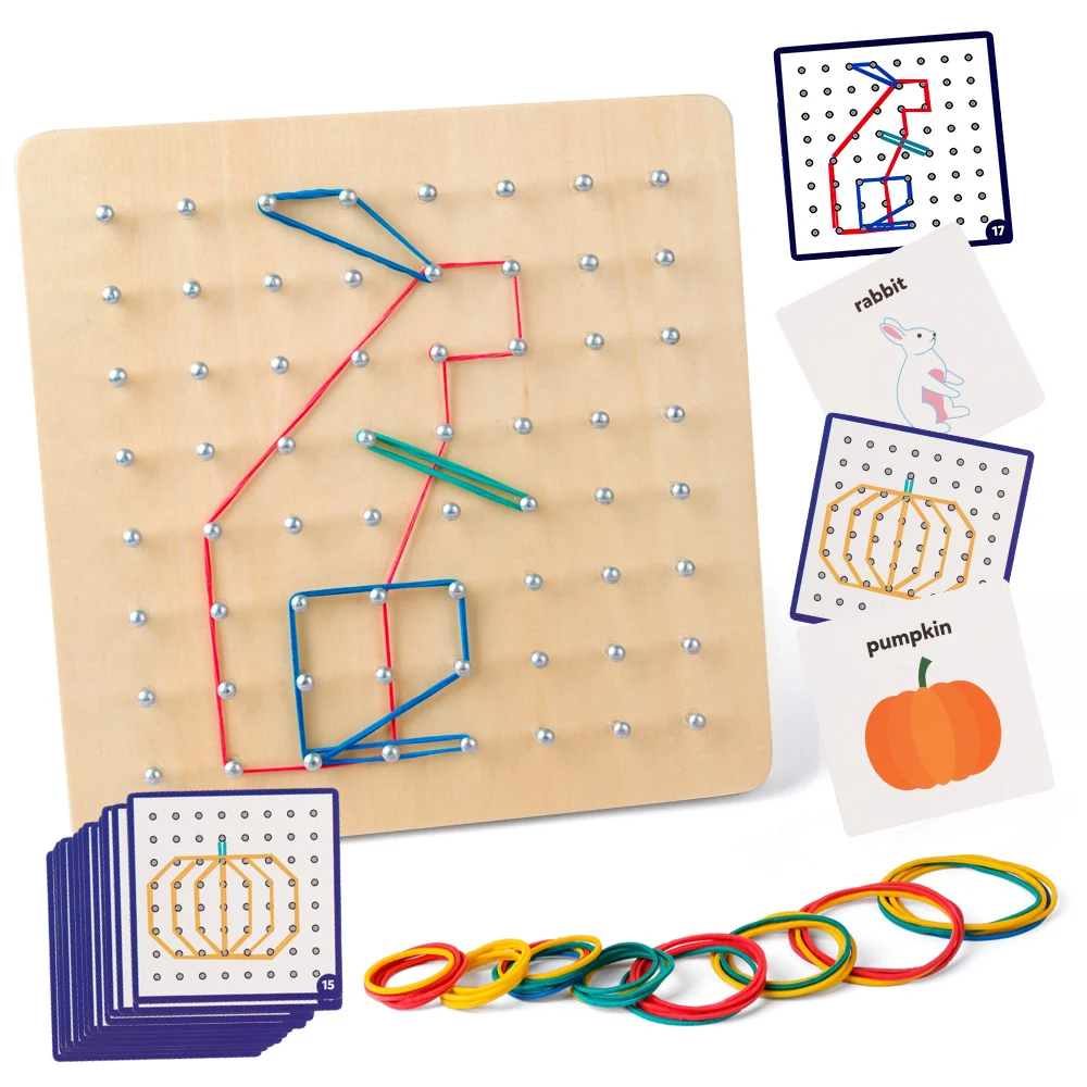 Coogam Wooden Toys Geoboard Mathematical Manipulative Block-30pcs ...