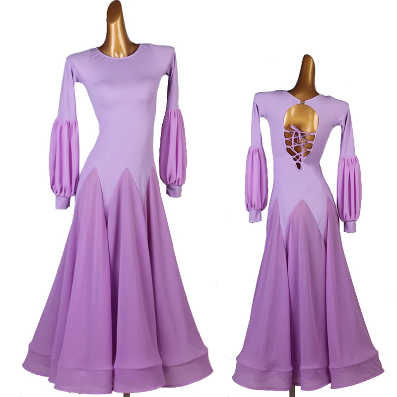 Purple-Ballroom-Dance-Dress-Women-Waltz-Standard-Dance-Tango-Practice ...
